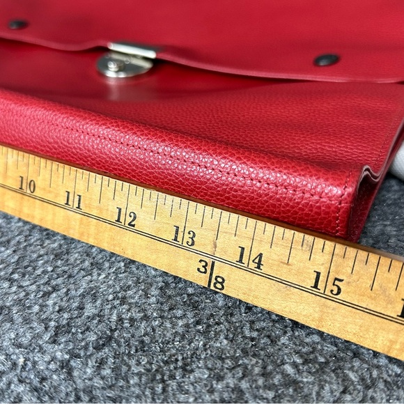 Longchamp | Bags | Longchamp Red Pebbled Leather Briefcase Laptop Bag 5x1x2 Le Foulonne Bag Key ...